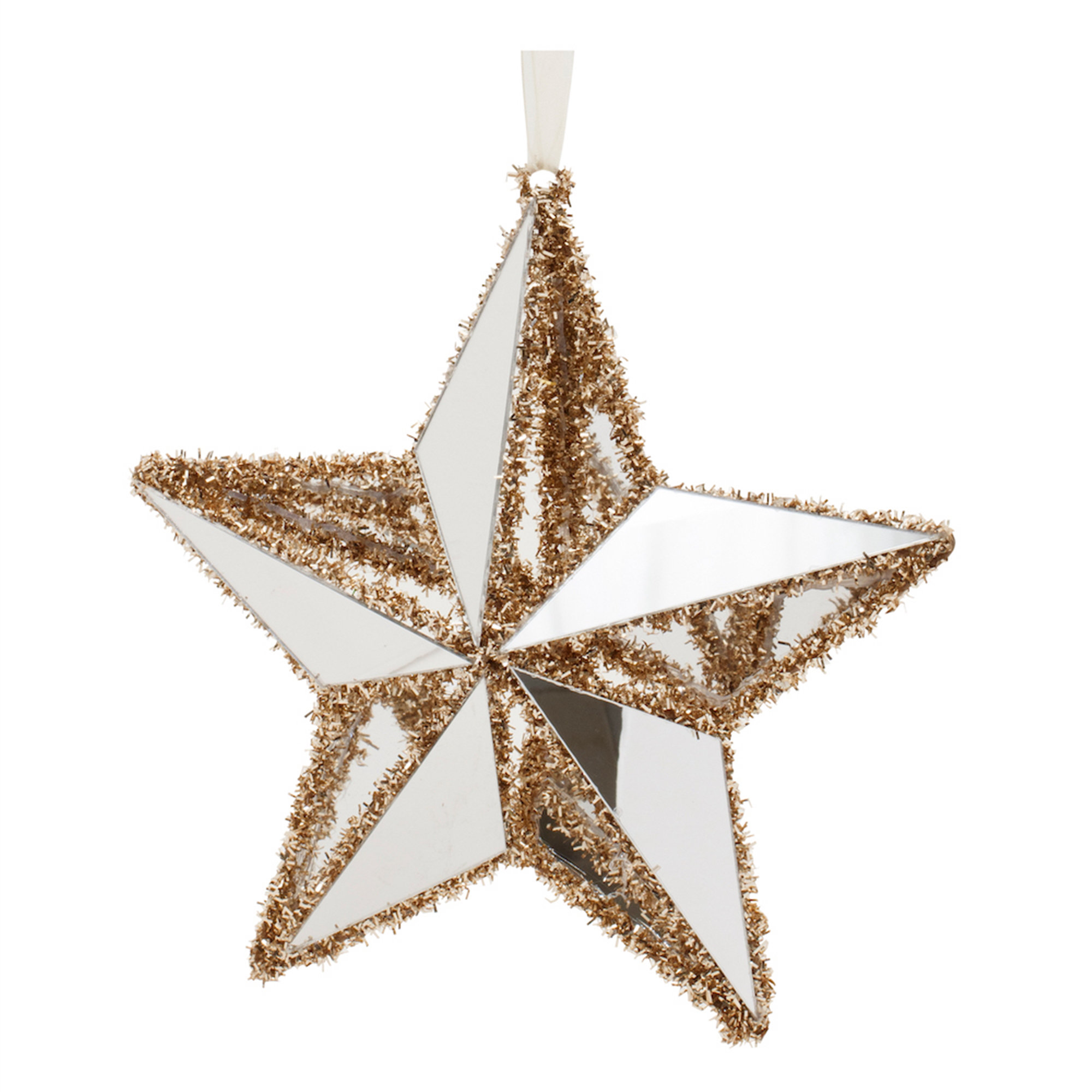 Melrose International Gold Tinsel Star Ornament (Set of 12) | Wayfair