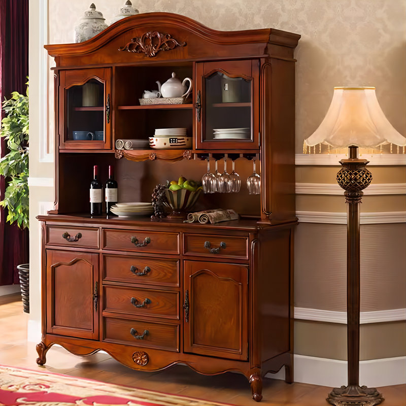 Tha Dream Team 60.24"Modern Minimalist Brown Solid Wood Bar Counter ...