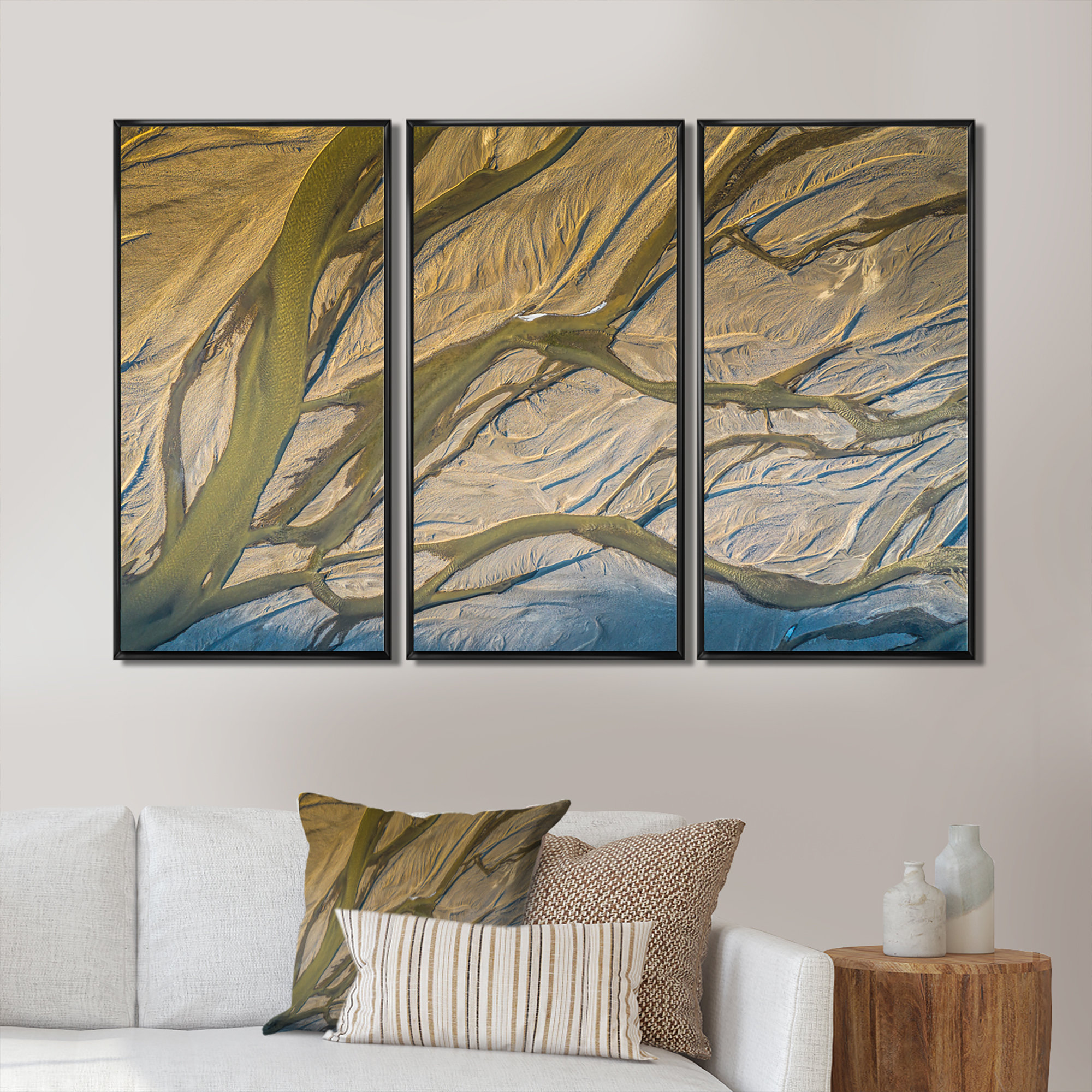 Millwood Pines Aerial Drone View of a Meandering Riverbed - 3 Piece ...