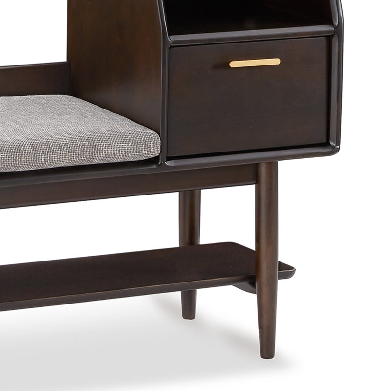 Wellyer Inc. Solid Wood Entryway Bench with Shoe Storage and Drawer ...