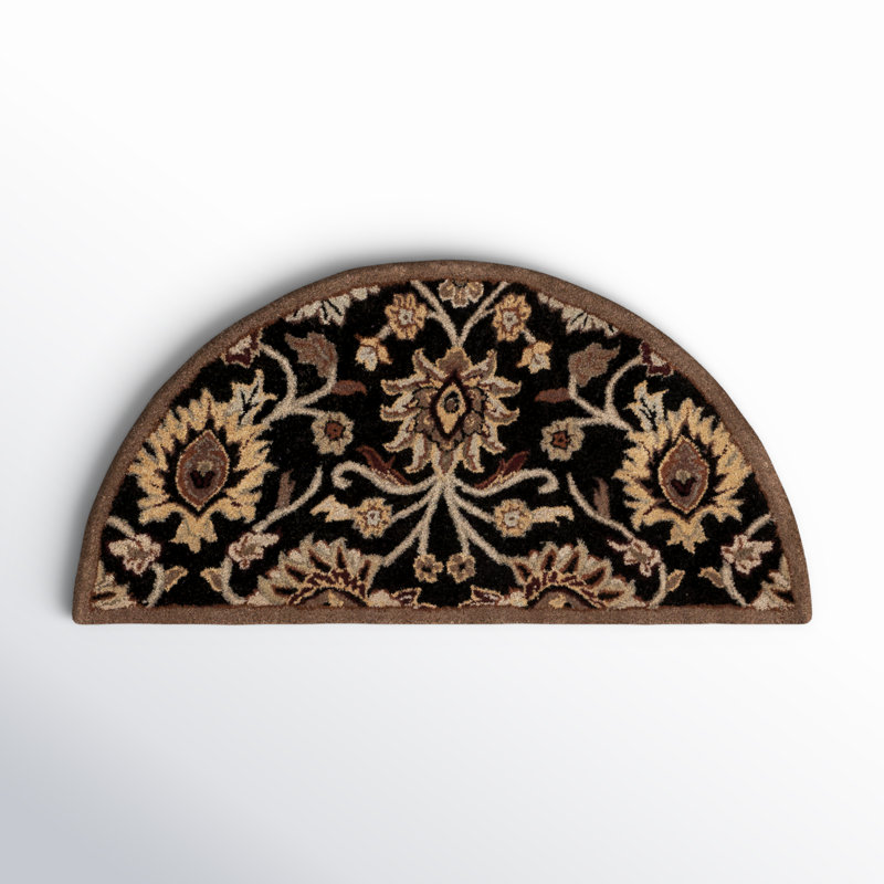 Birch Lane™ Arden Floral Hand-Tufted Wool Black/Camel Area Rug ...