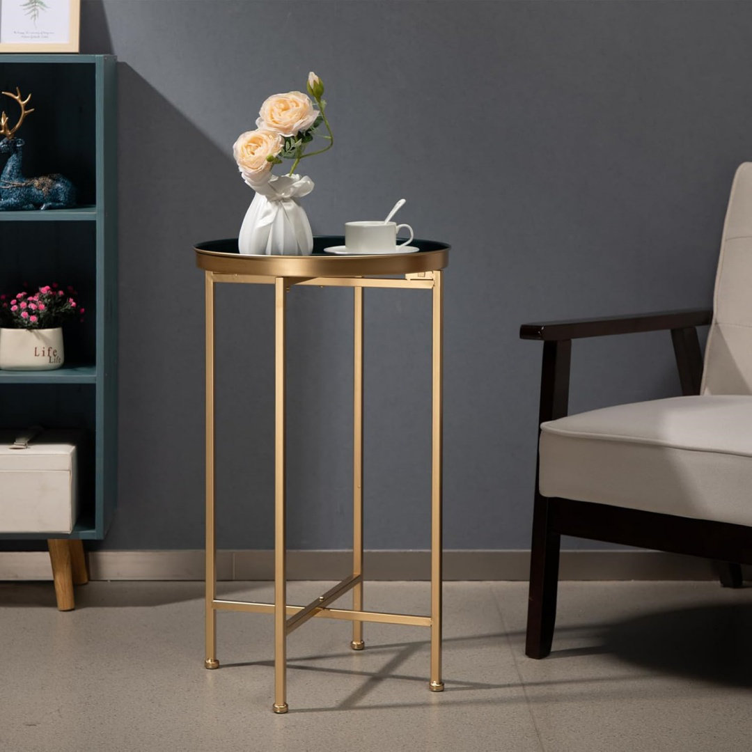 Latitude Run® Small Round Metal Waterproof End Table, Accent Indoor ...