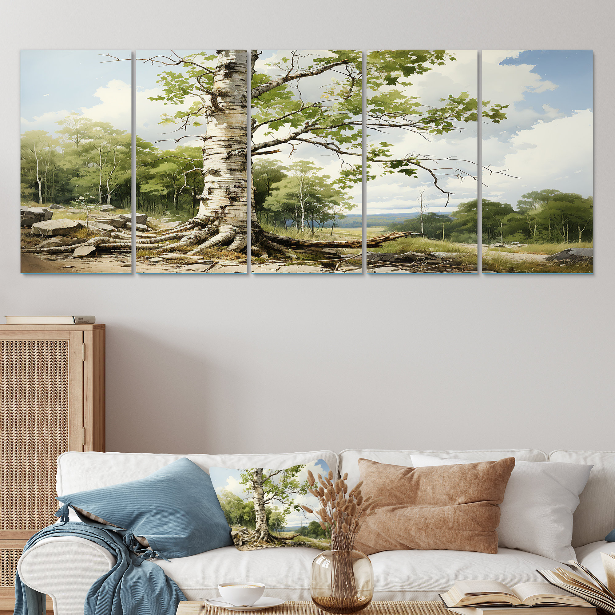 Millwood Pines Birch Tree Forest Essence II - Tree 5 Piece Wall Art ...
