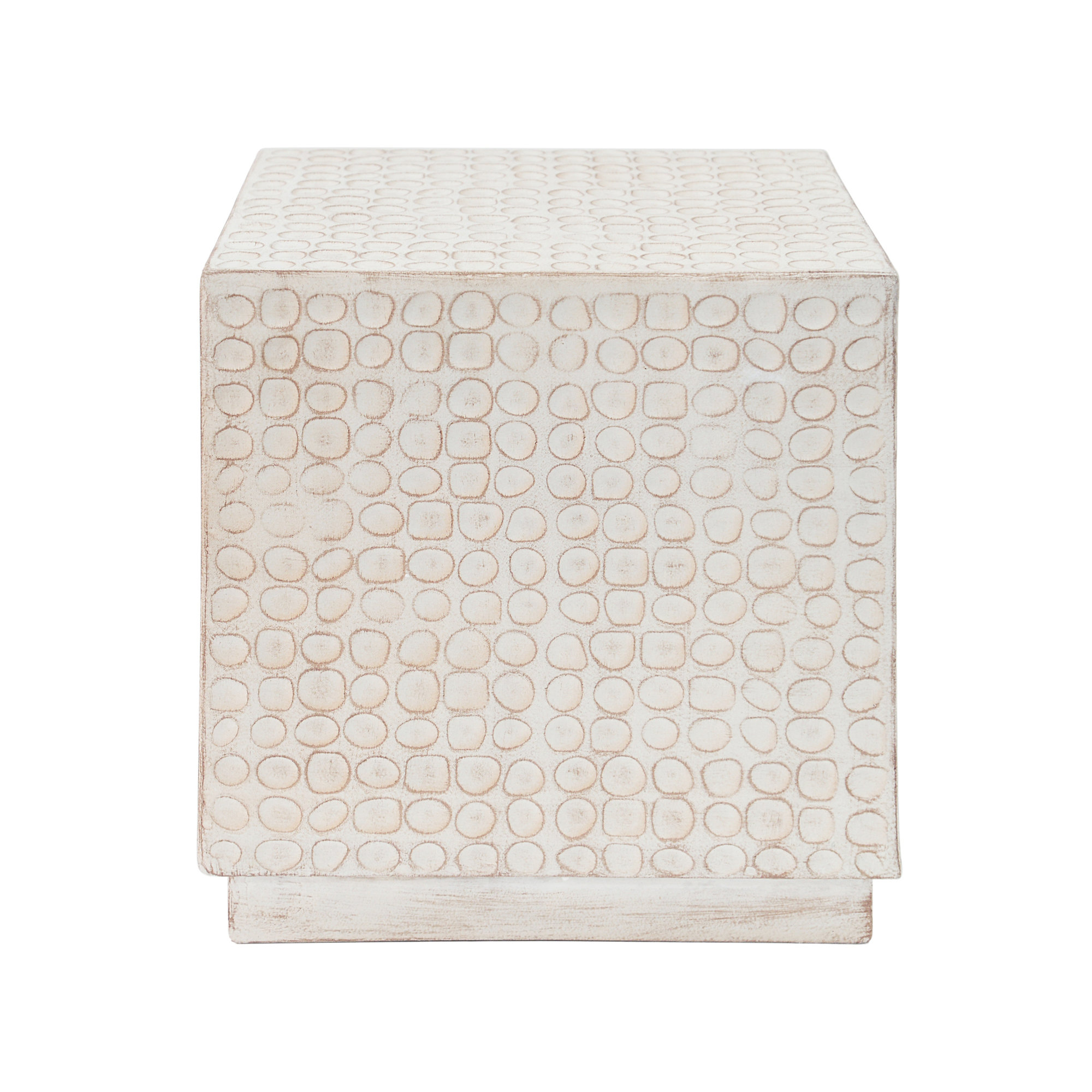 Ebern Designs Modern MGO Cube End Table with Fluted Design for Durable ...