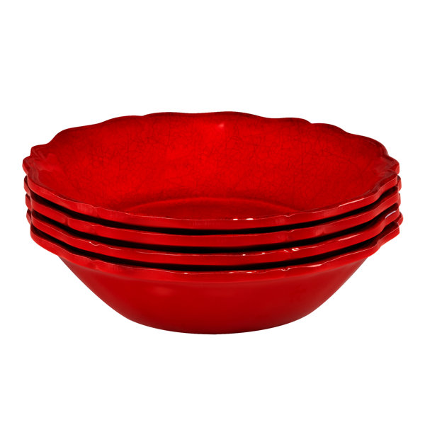 Certified International Red Crackle Set of 4 All Purpose Bowl 8.5" x 2 ...