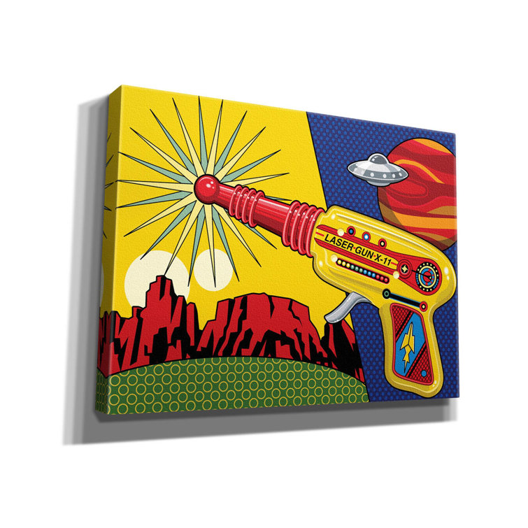Zoomie Kids Vintage Toy Laser Gun On Canvas by Ron Magnes Print | Wayfair