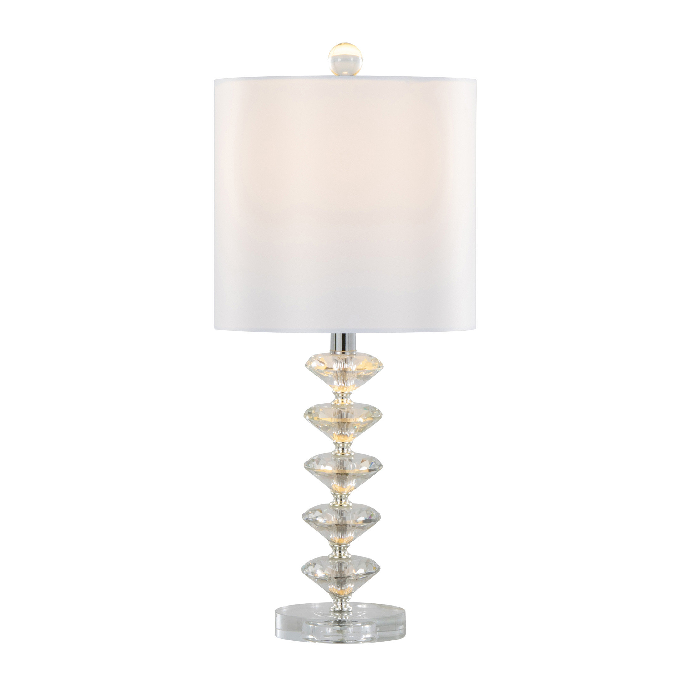 Everly Quinn Diamond Stacked 23" Contemporary Crystal Table Lamp in ...