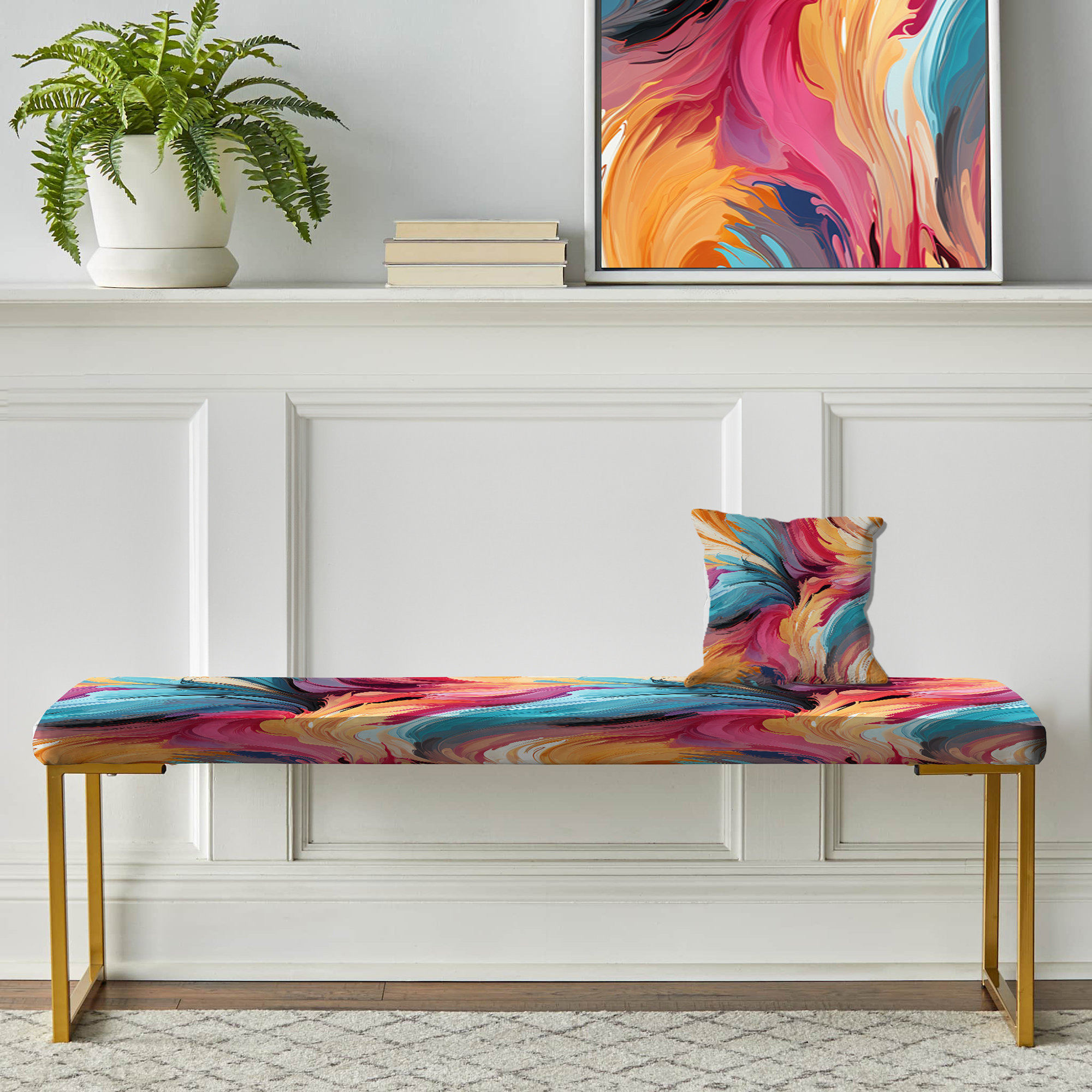 Design Art Multicolor Poupart Playful Matrix - Pop Art Upholstered Gold ...