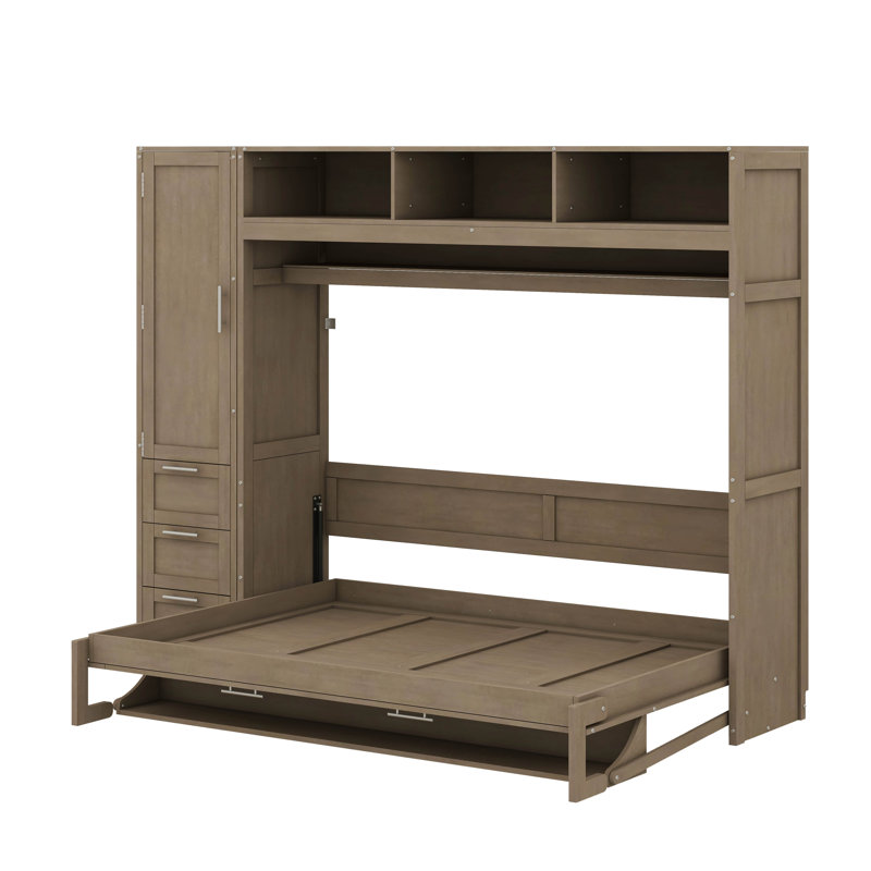 Red Barrel Studio® Full-Sized Murphy Bed With Integrated Wardrobe ...