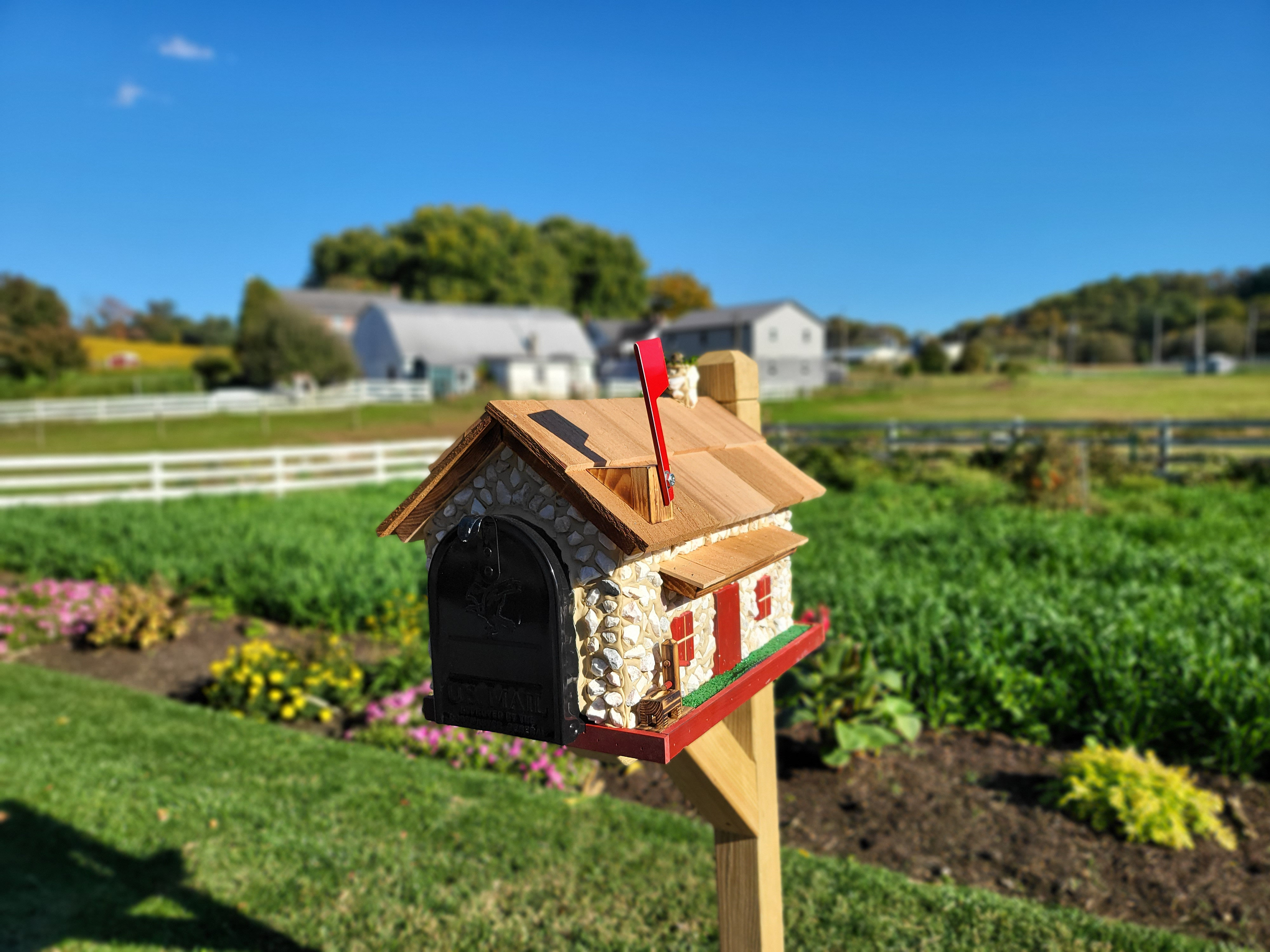 Amish Mailbox Amish White Stone Mailbox, Handmade, Barn Style | Wayfair