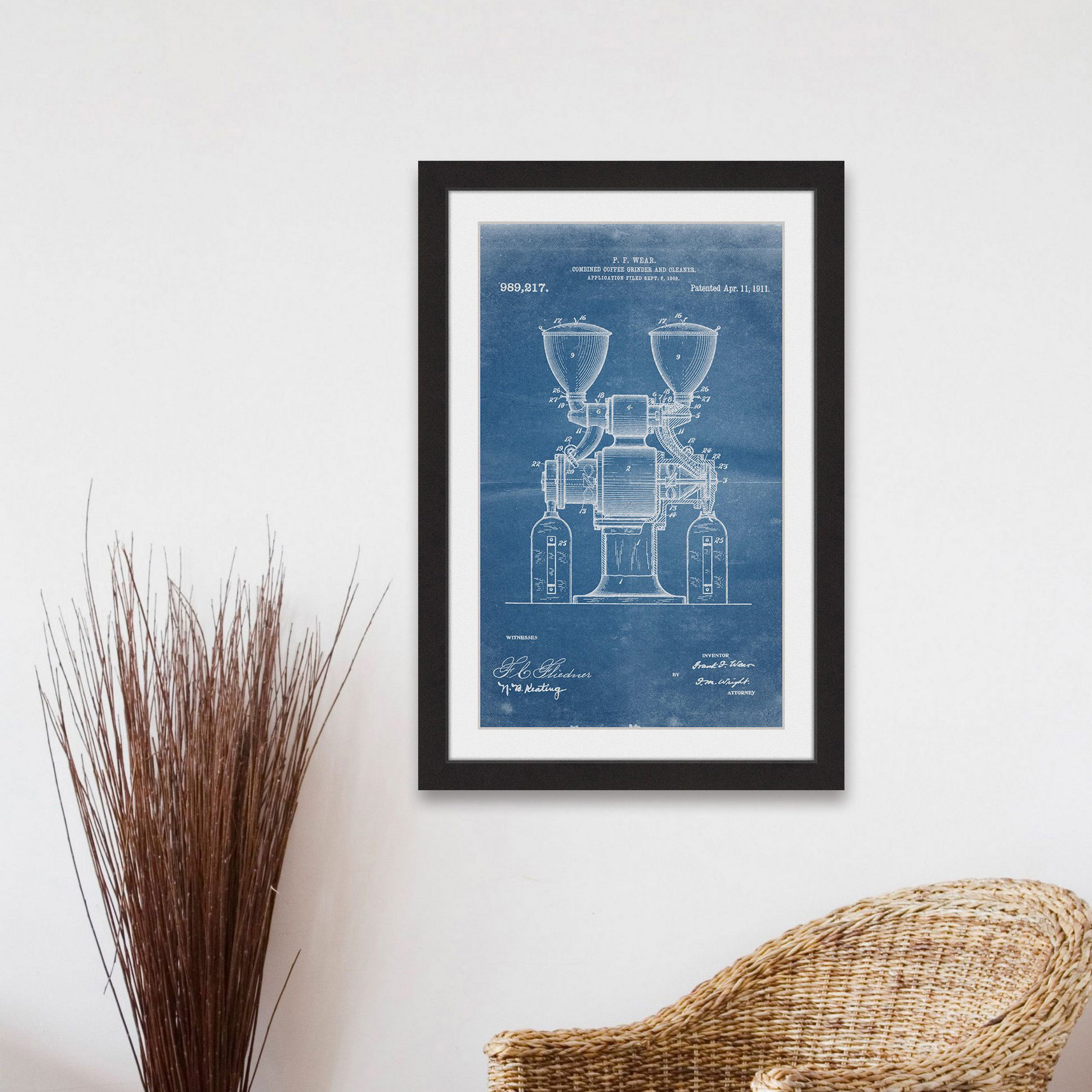 Marmont Hill 'Coffee Grinder 1911 Blueprint' by Steve King Framed ...