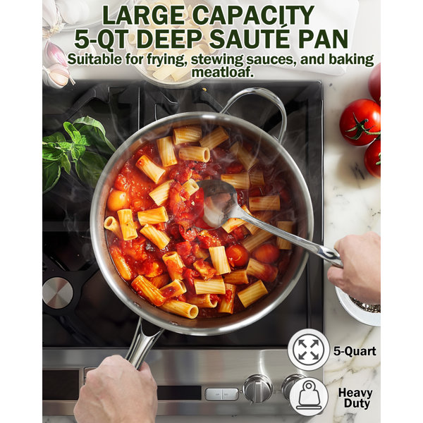 Cooks Standard Classic 5 QT 11 inch Stainless Steel Saute Pan Frying ...