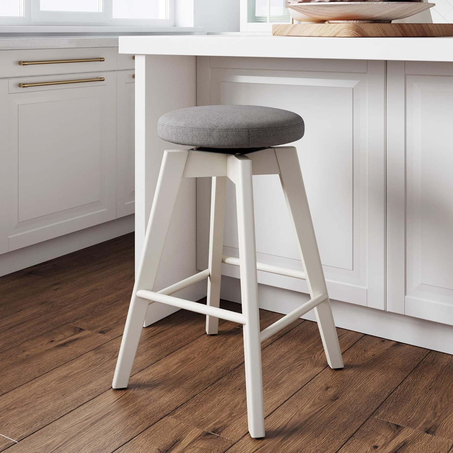 Latitude Run® Dajahnae Swivel Upholstered 25'' Counter Stool with Solid ...
