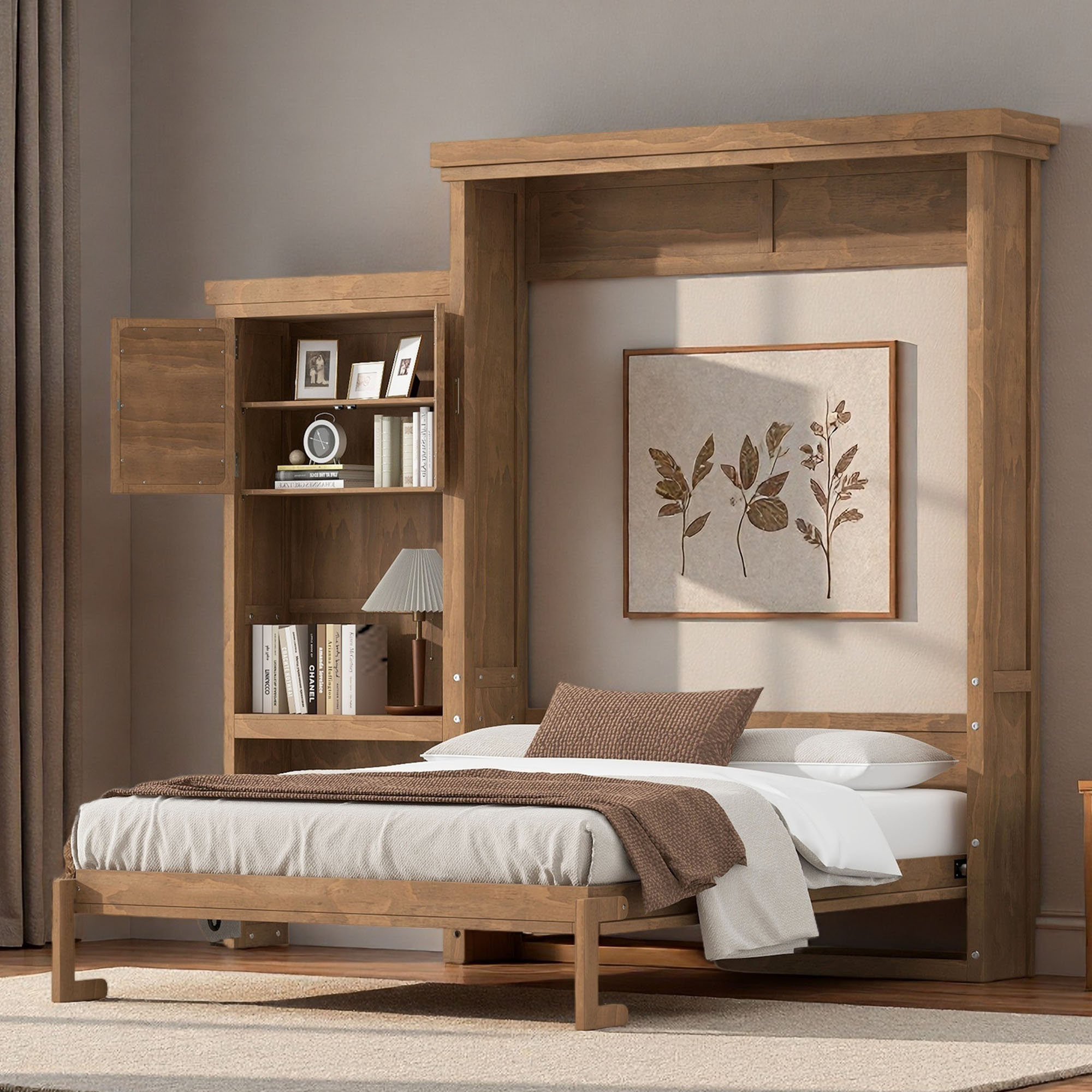 One Allium Way Queen Size Murphy Bed With Louvred Style Finish And ...