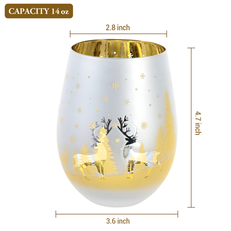 The Holiday Aisle® 4 Piece Stemless Christmas Wine Glasses Glassware ...