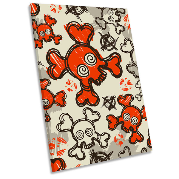 Happy Larry Urban Skull Graffiti Framed CANVAS WALL ART Picture Print ...