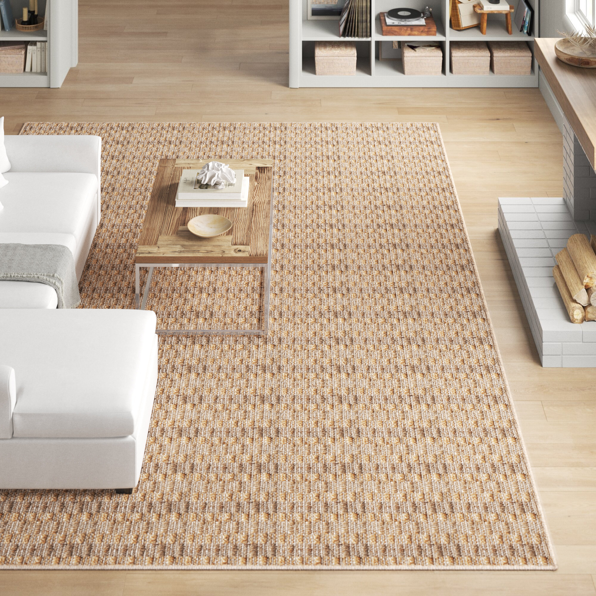 Sand & Stable™ Penn Striped Hand Hooked Cotton/Jute Brown/Yellow Area ...