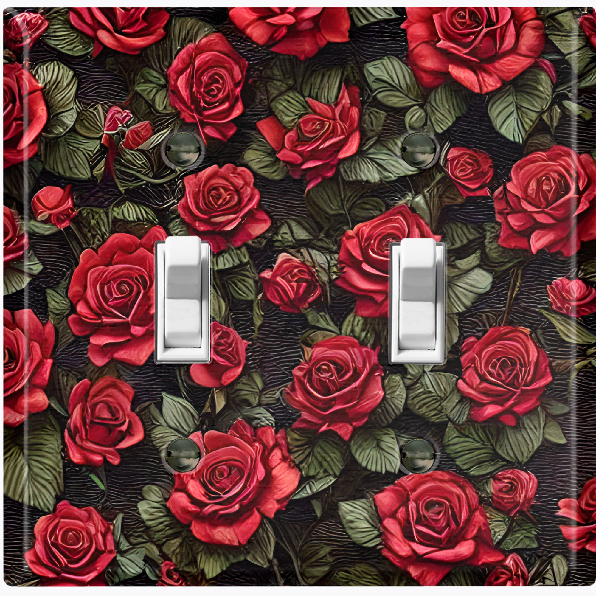 WorldAcc Red Roses Love Flower Nature Themed 2 - Gang Toggle Light ...