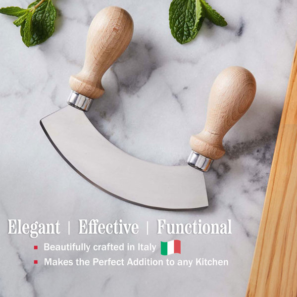 Classic Cuisine 5.6” Stainless Steel Mezzaluna Knife - Salad Chopper ...