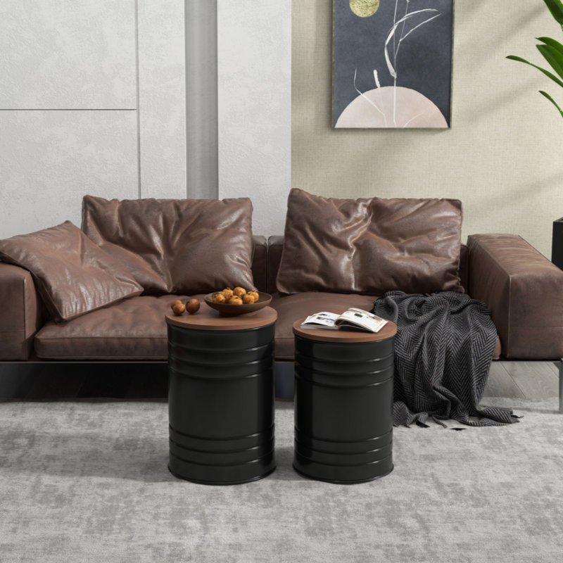 17 Stories Nesting Storage Ottomans Set Of 2 With Lids, Hidden Space ...