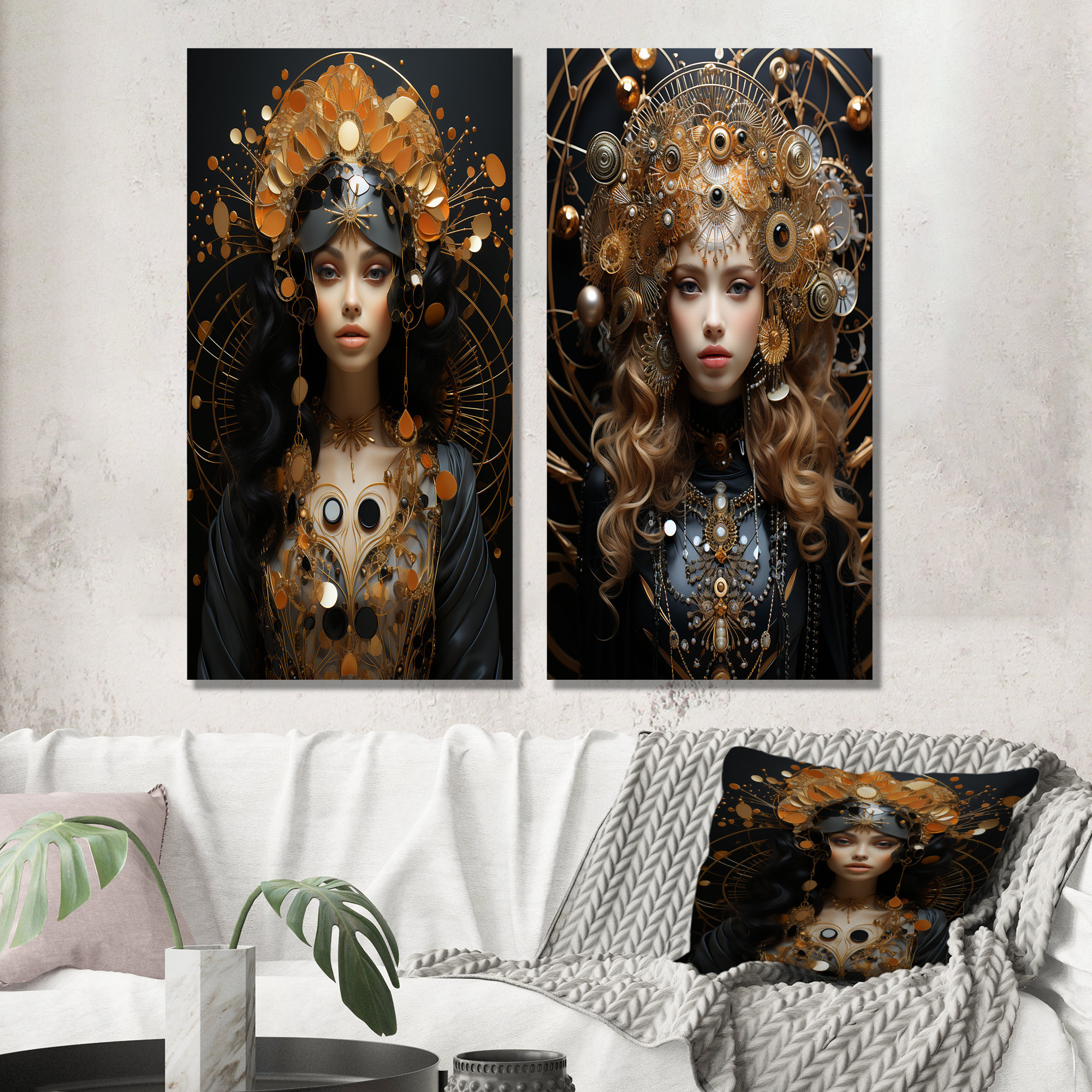 House of Hampton® Gold And Black Woman Goddess Aura I - Woman Goddess ...