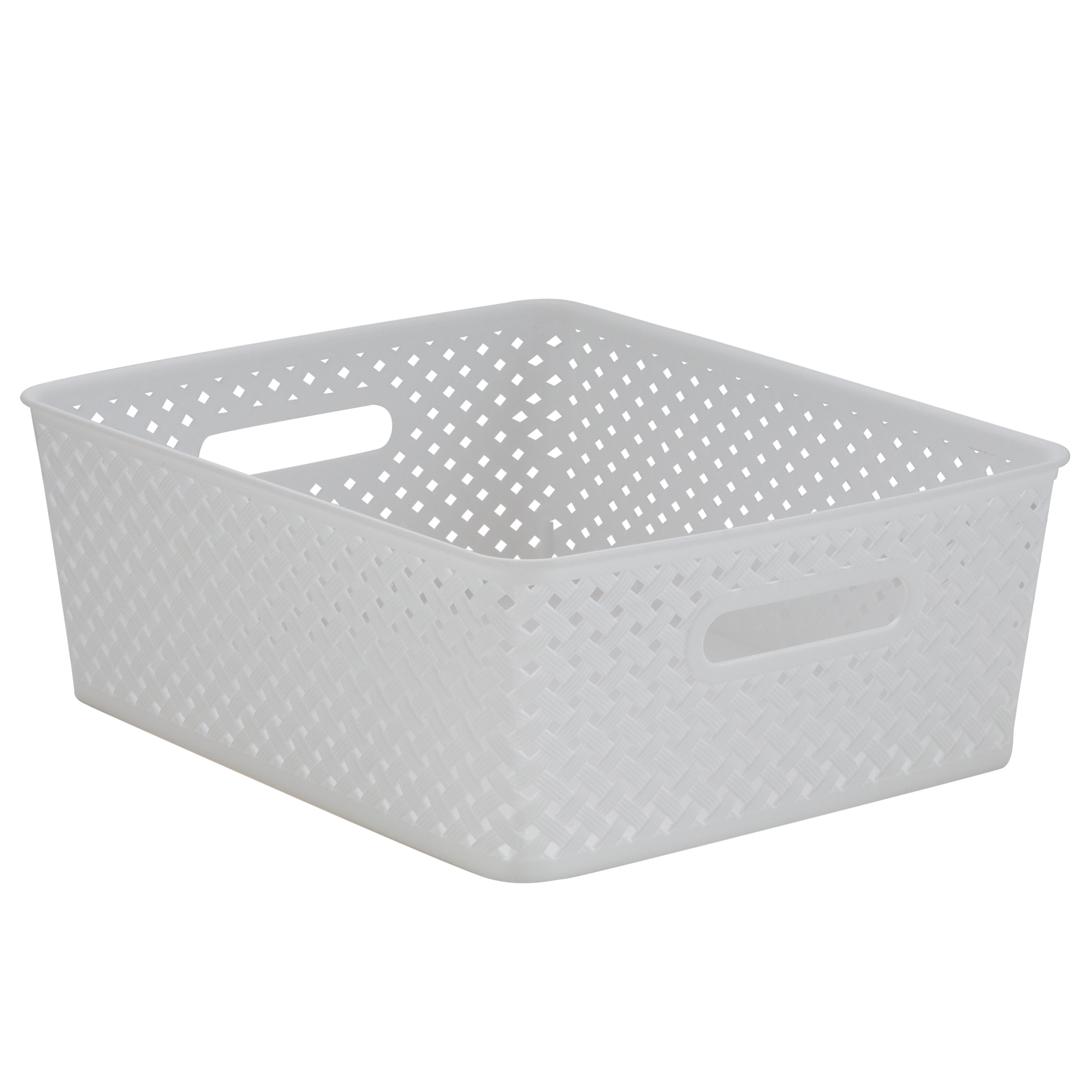 Simplify's Medium Resin Wicker Storage Bin in White - Wayfair Canada