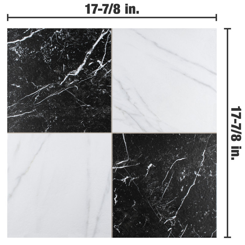 Merola Tile Merzoni Checker Ruzzini 18" x 18" Porcelain Wall & Floor ...