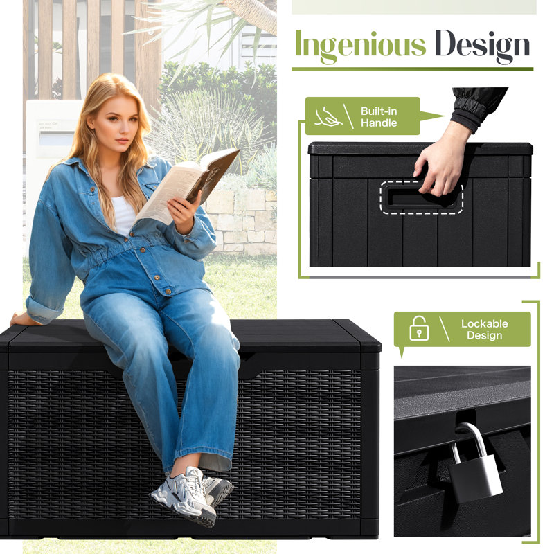 GUNJI 100 Gallons Water Resistant Resin Lockable Deck Box & Reviews ...