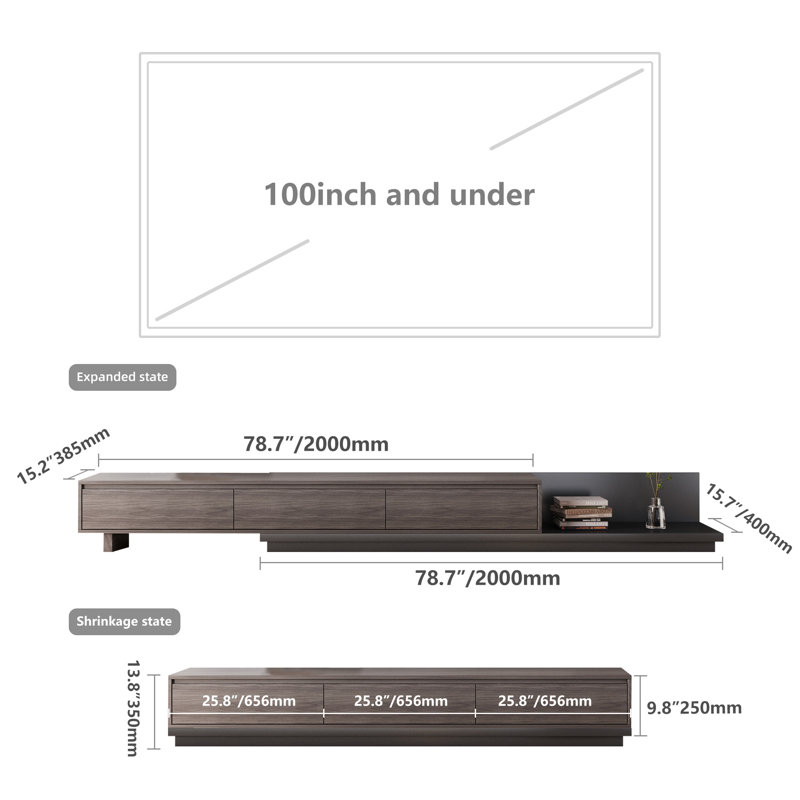 Ivy Bronx 78.7" Expandable Telescopic Tv Cabinet Deep Walnut | Wayfair