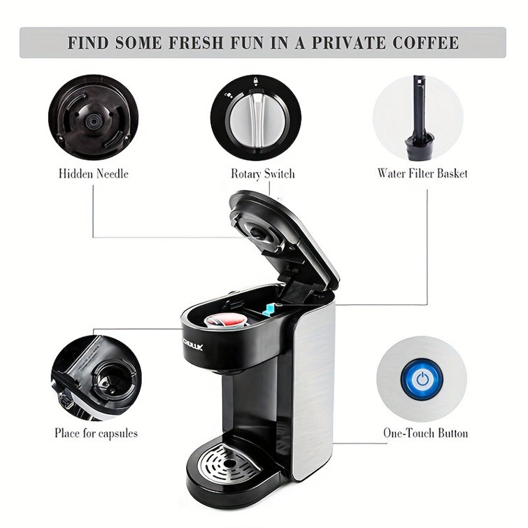 HGmart Stainless Steel Single Serve Coffee Maker for Capsule - Wayfair ...