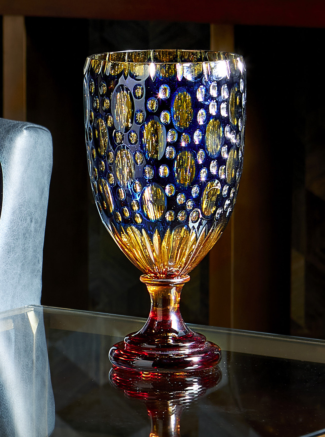 Maitland-Smith Aqueous Blue/Amber 12.5'' Crystal Table Vase | Wayfair