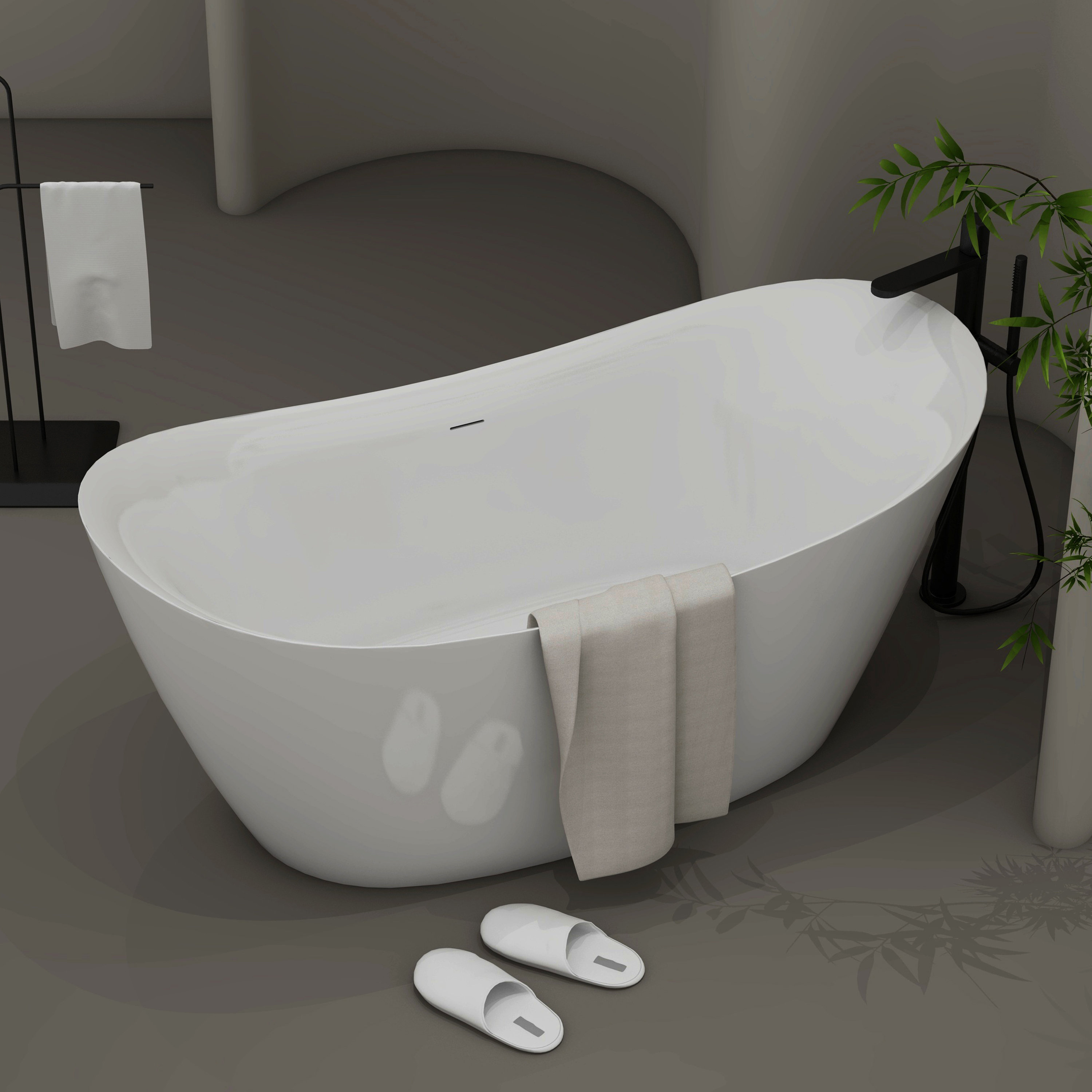 SOTUBX Free Standing Tub 59" x 30" Deep Soaking Bath Tub Acrylic ...
