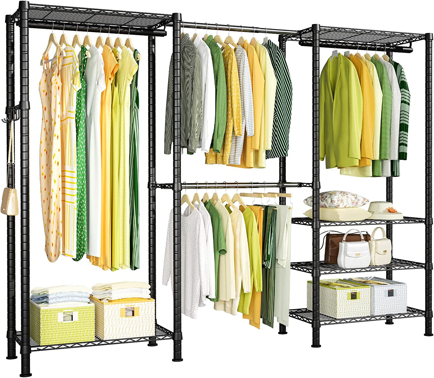 Rebrilliant Heavy Duty Closet Garment Rack, 6 Tiers Adjustable Metal ...