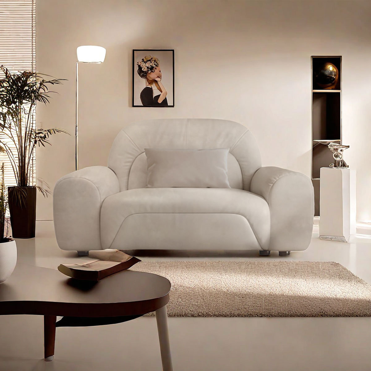 Lifton Modern Simple Room Cream Home In-line Sofa 53.14'' Sofa | Wayfair