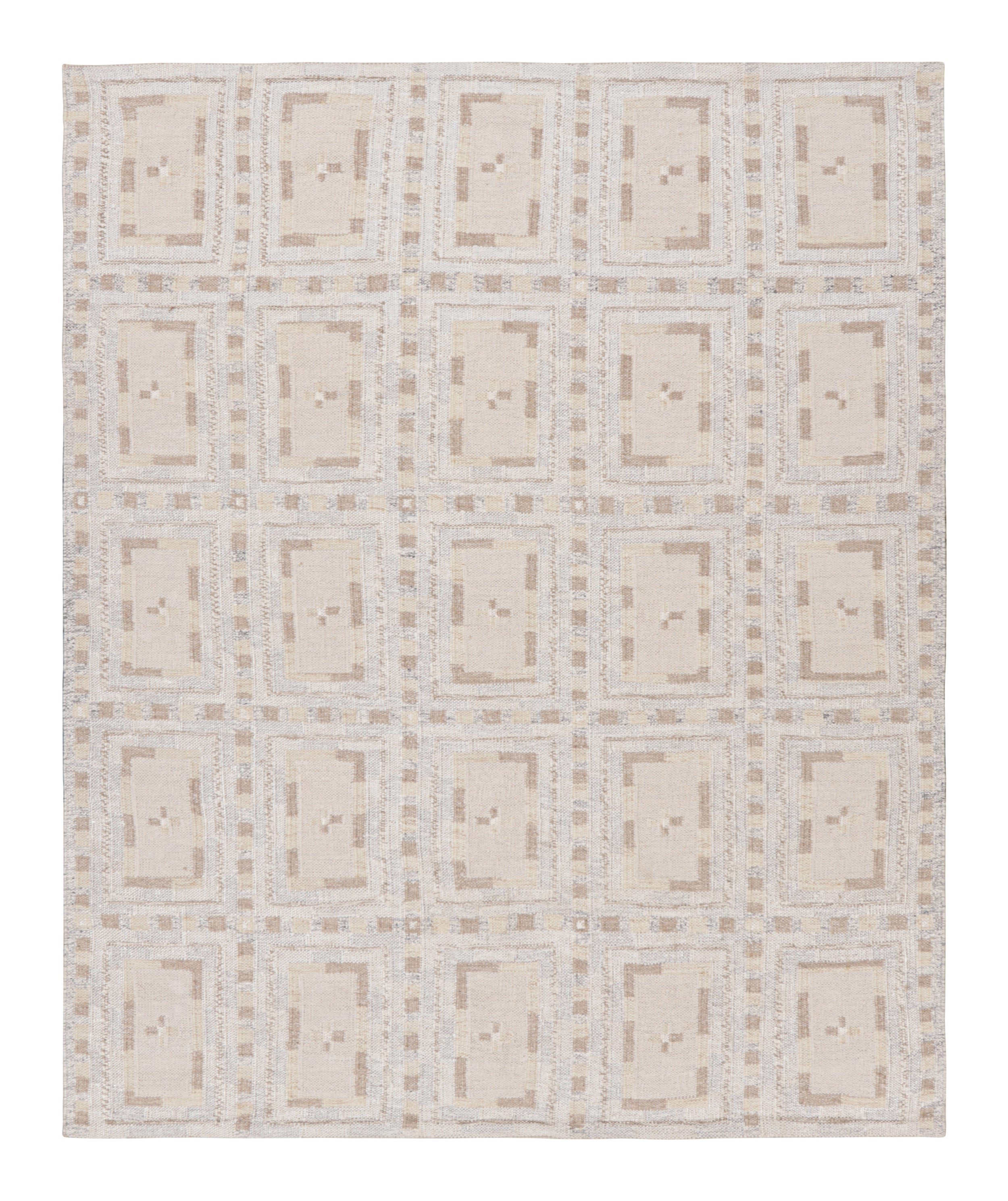 Rug & Kilim’S Scandinavian Rug In Blue With Beige And Cream Geometric ...