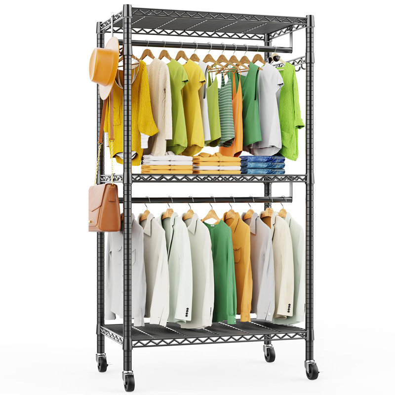 Rebrilliant 80.7" H X 23.6" W Rolling Clothes Racks & Garment Racks ...
