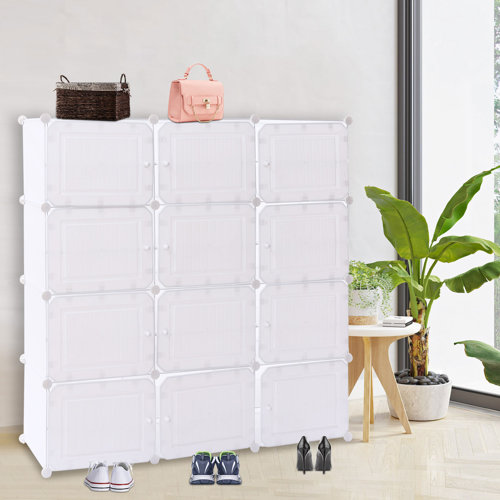 Rebrilliant 48 Pair Stackable Shoe Storage Cabinet | Wayfair