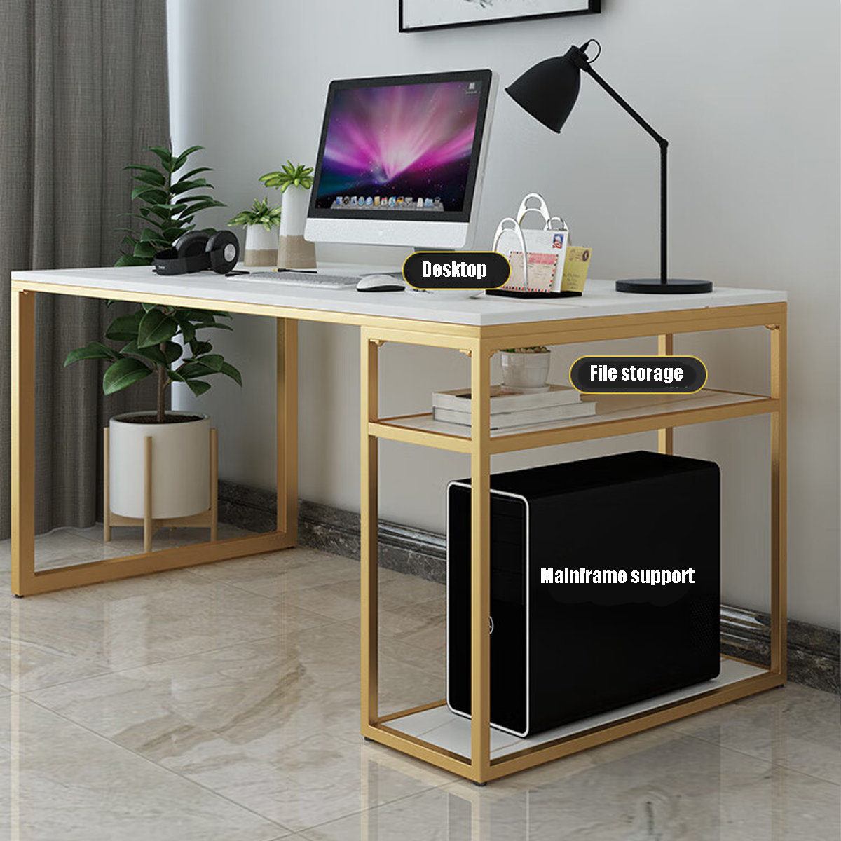 Mercer41 Scandinavian Light Luxury Slate Home Bedroom Writing Desk ...