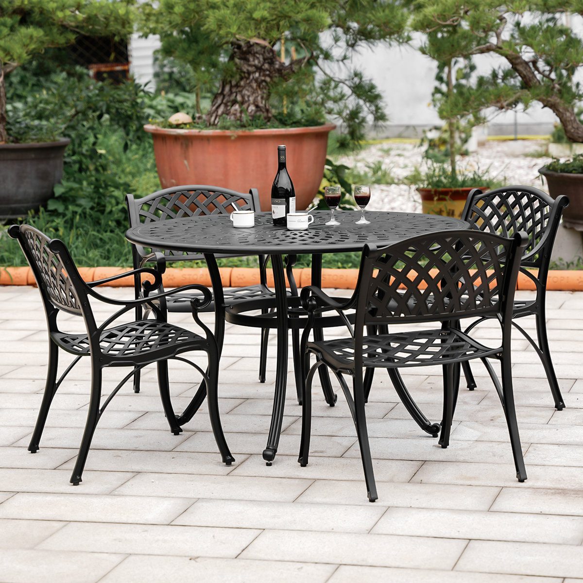 Astoria Grand Cast Aluminum 48" Patio Table Outdoor Dining Table Round ...