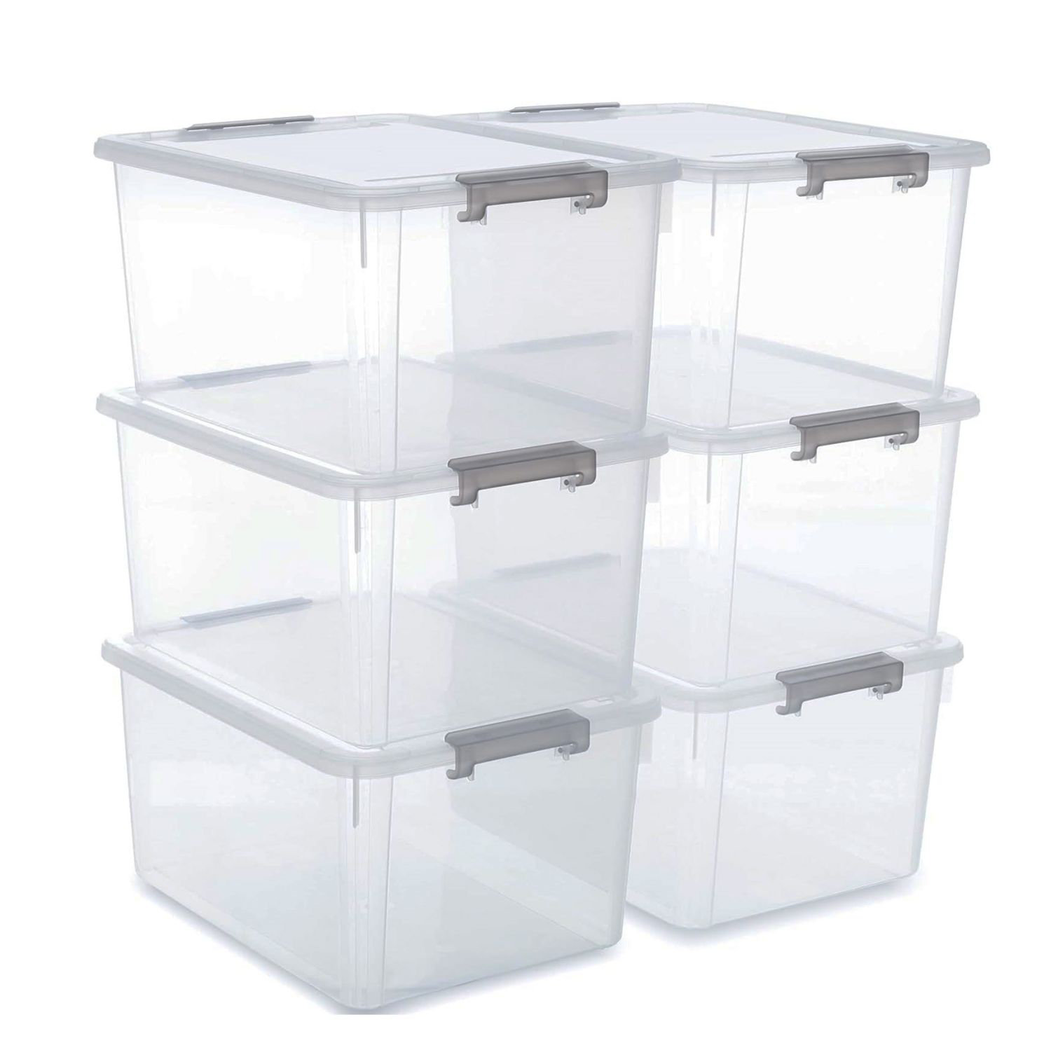 Rebrilliant 6 Packs 32 QT Plastic Storage Bins with Lids Large ...