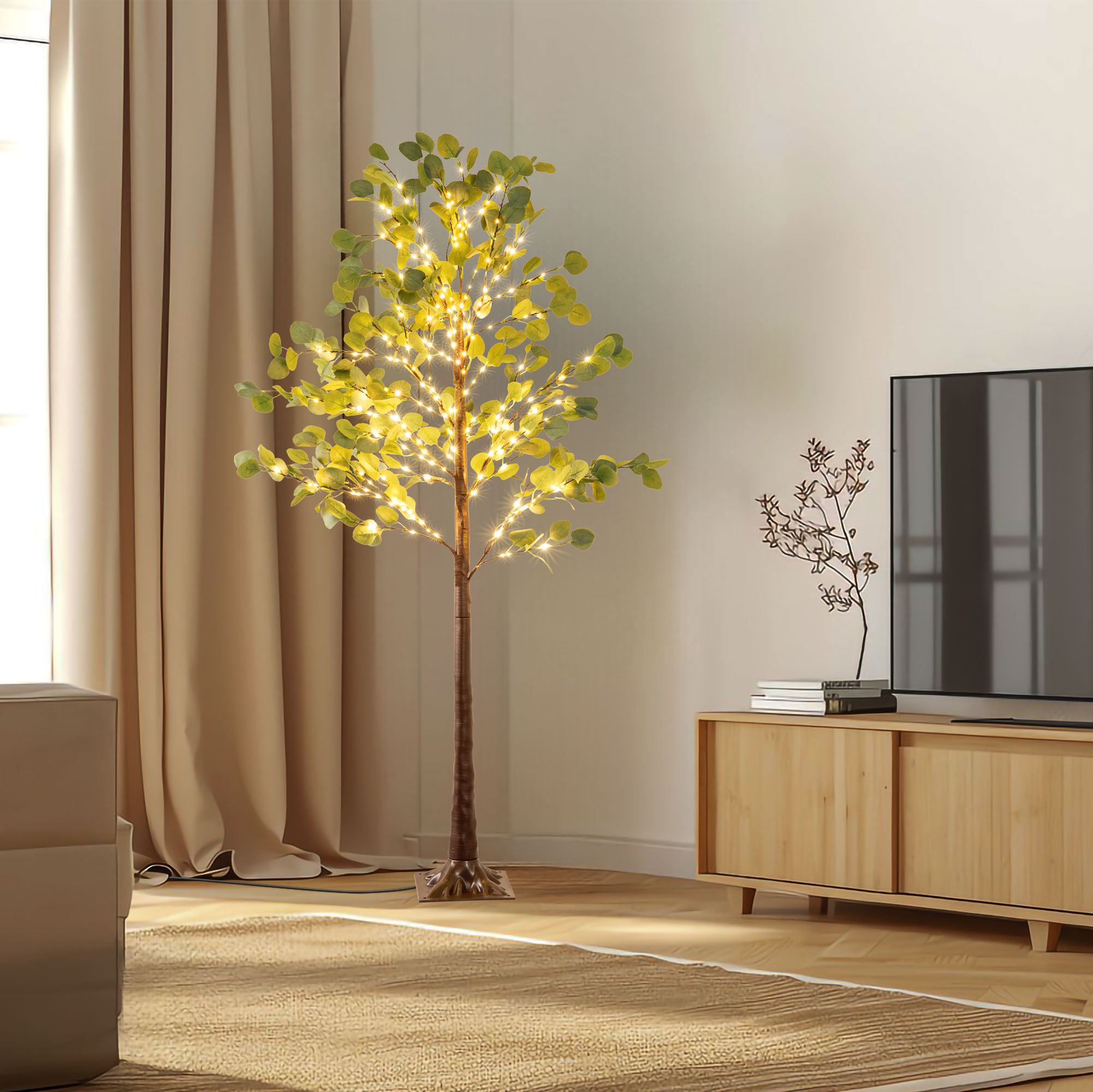 Primrue 6FT Lighted 49CFA6E7BFE64451928418D9A2278211 Tree LED Floor ...