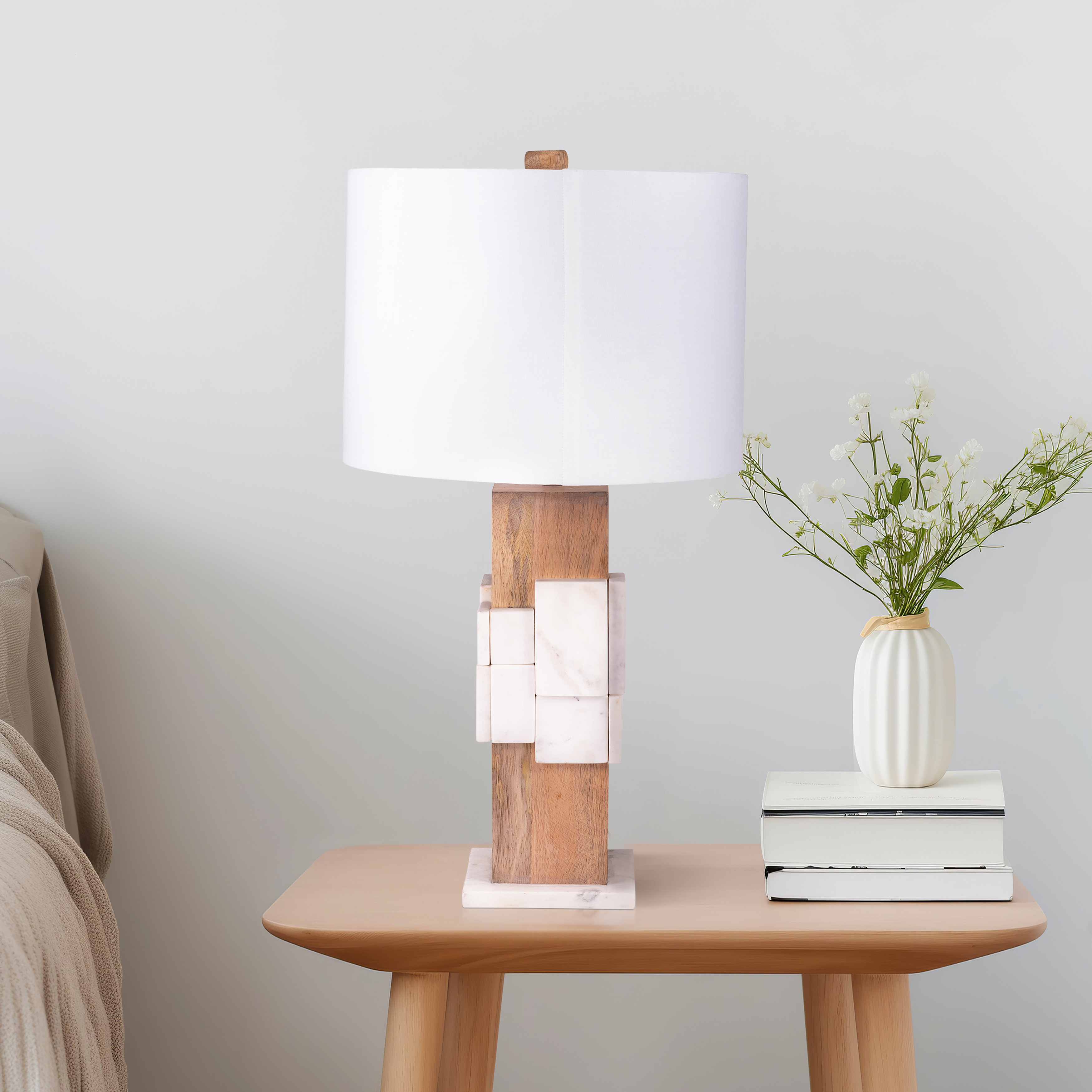 Latitude Run® Neutral Modern Marble Table Lamp - 14" x 14" x 18" | Wayfair
