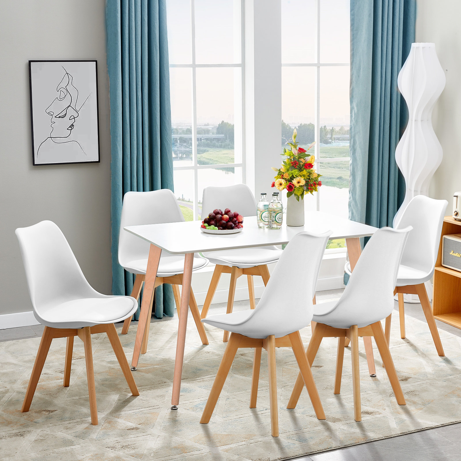 George Oliver Dining Table And Chairs Set, Modern Minimalist Style ...