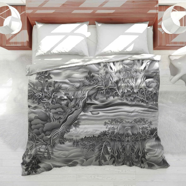 VisionBedding Forest Bedding Nature Motif Comforter Monochrome | Wayfair