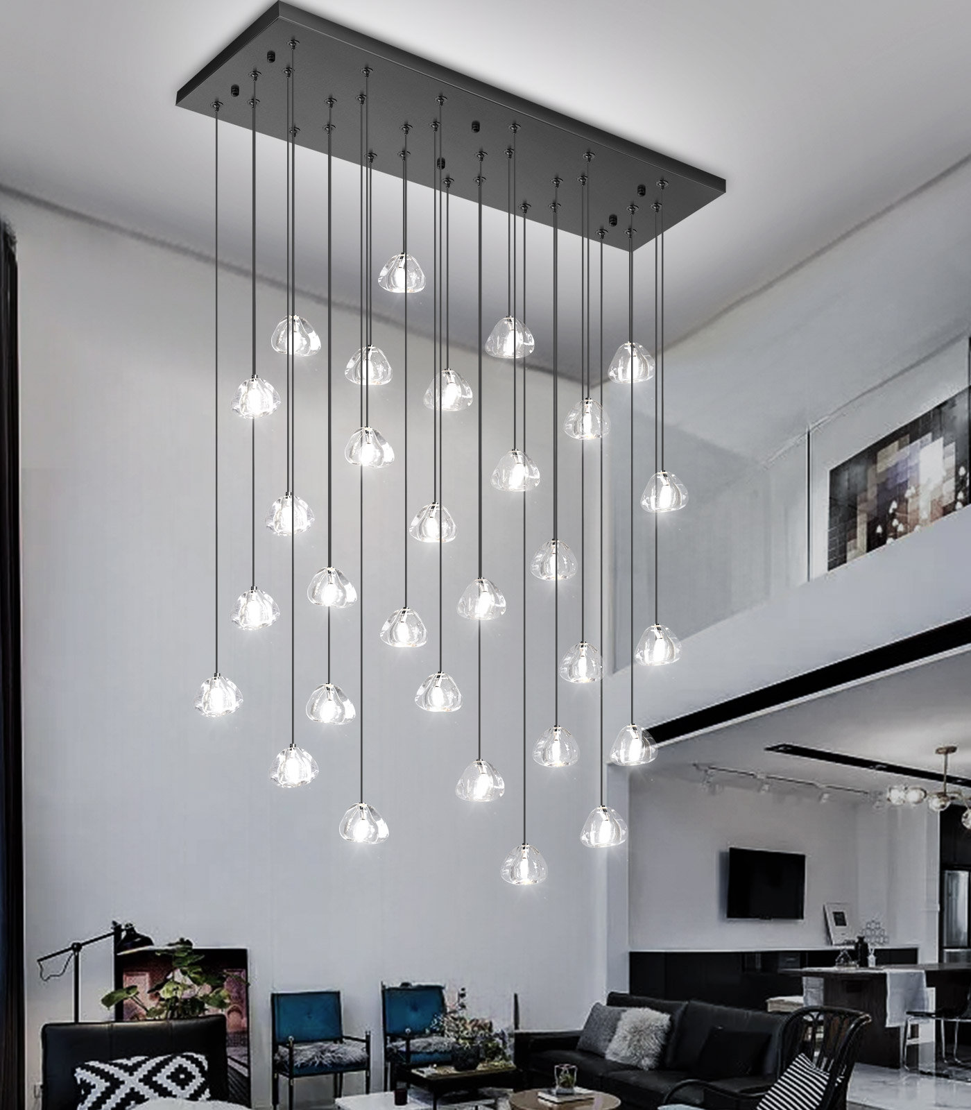 Ivy Bronx 30-Light Rectangular Dimmable Crystal Led Chandelier ...