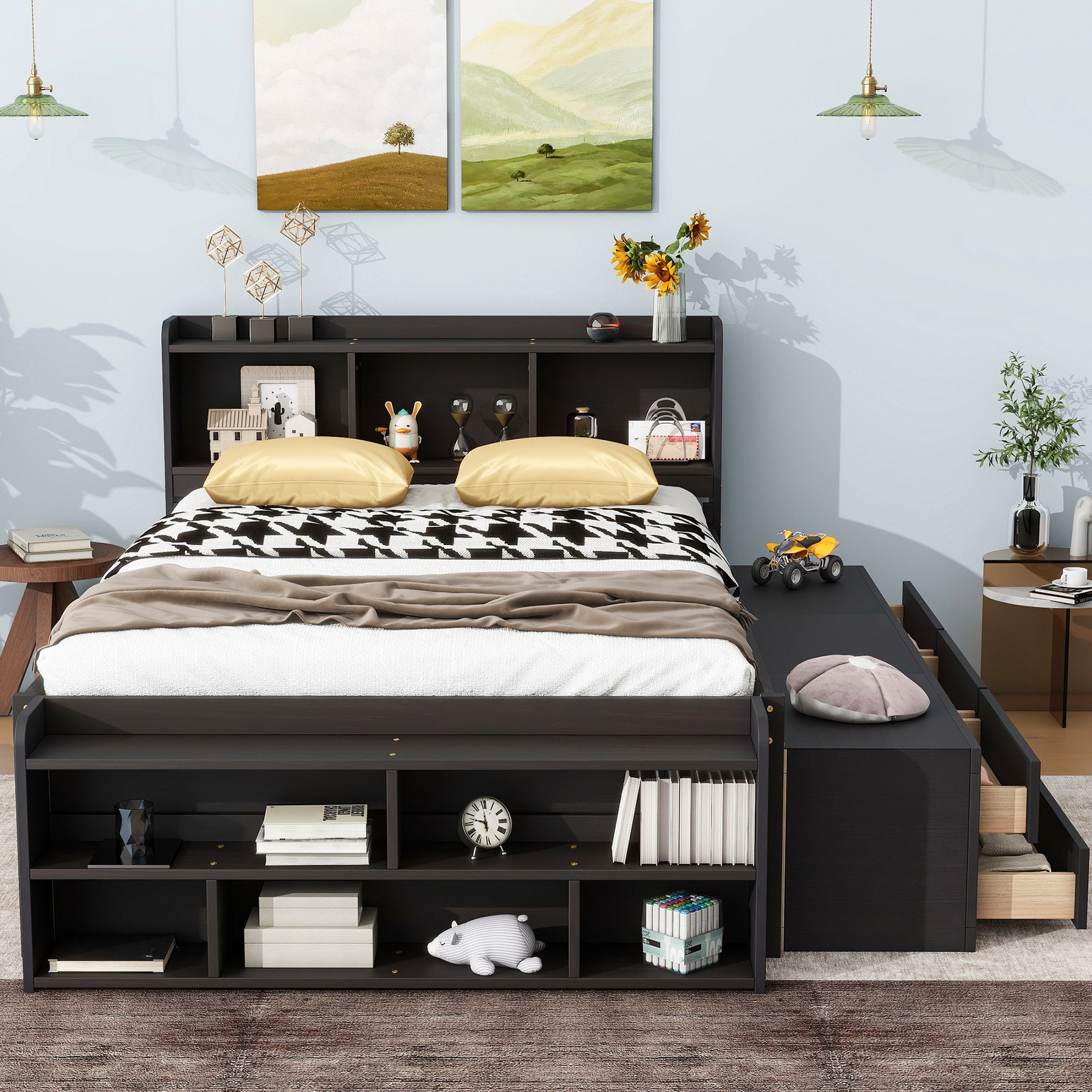 Lark Manor Coloured Full Bed With Drawer Storage & Solid Construction ...