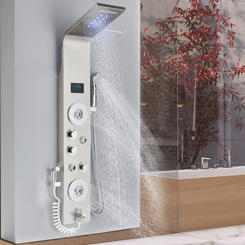 AlenArtWater Shower Panel Tower System, LED Rainfall Waterfall Shower ...