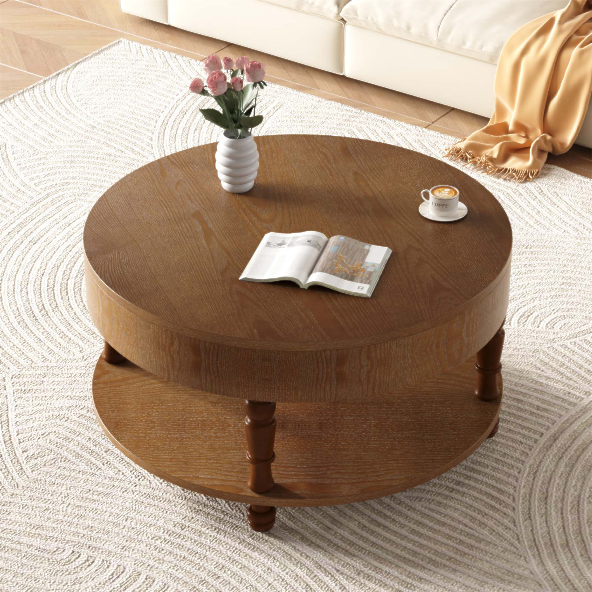Latitude Run® Modern Round Coffee Table with Dual Storage, Flip-Top Lid ...