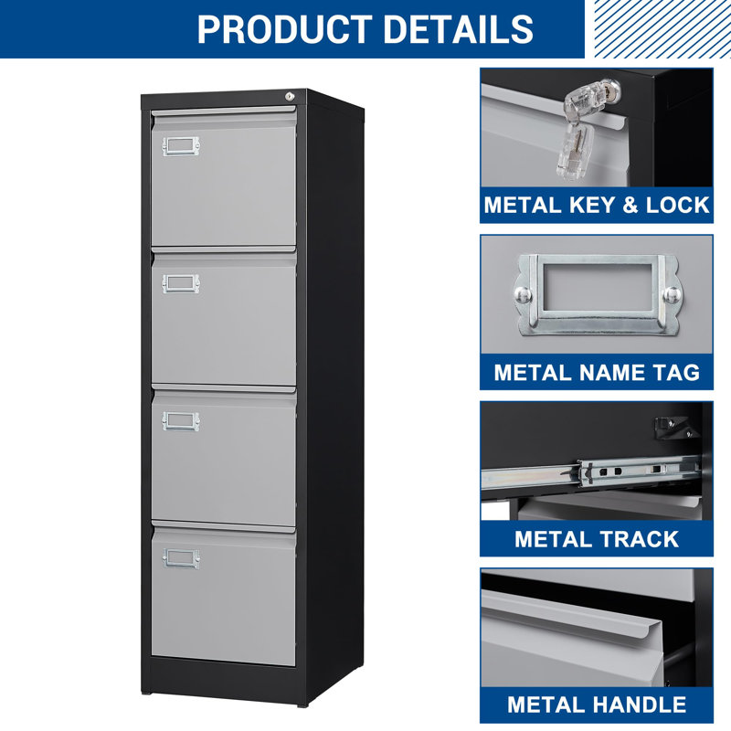 Latitude Run® 15.12'' Wide 4 -Drawer Steel File Cabinet & Reviews | Wayfair