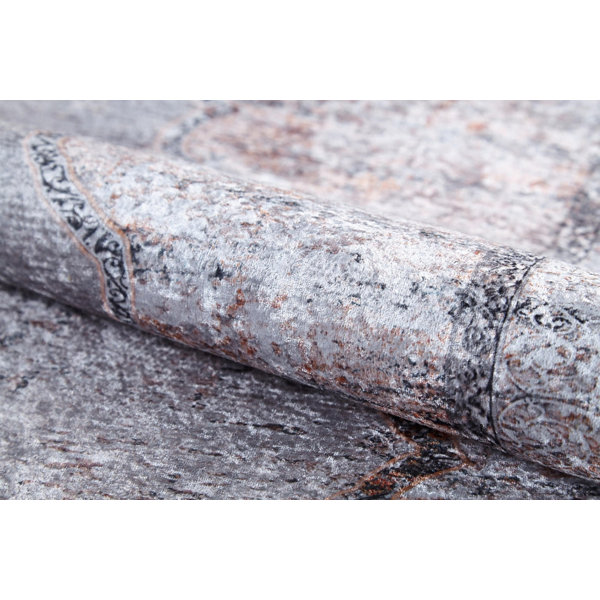 Latitude Vive Neva Medallion Machine Woven Grey Area Rug | Wayfair.co.uk